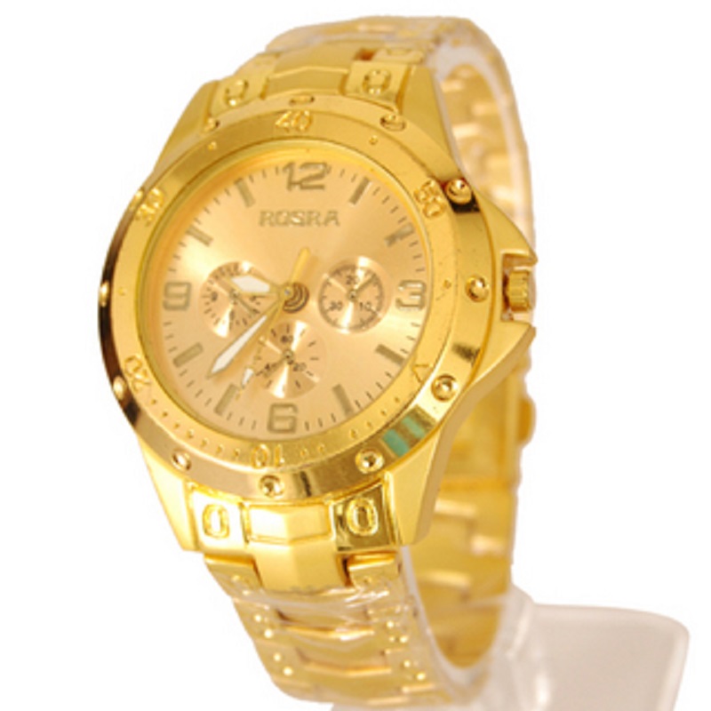 Buy Rosra Casual Round Gold Metal Analog Quartz Men's Watch Online ...