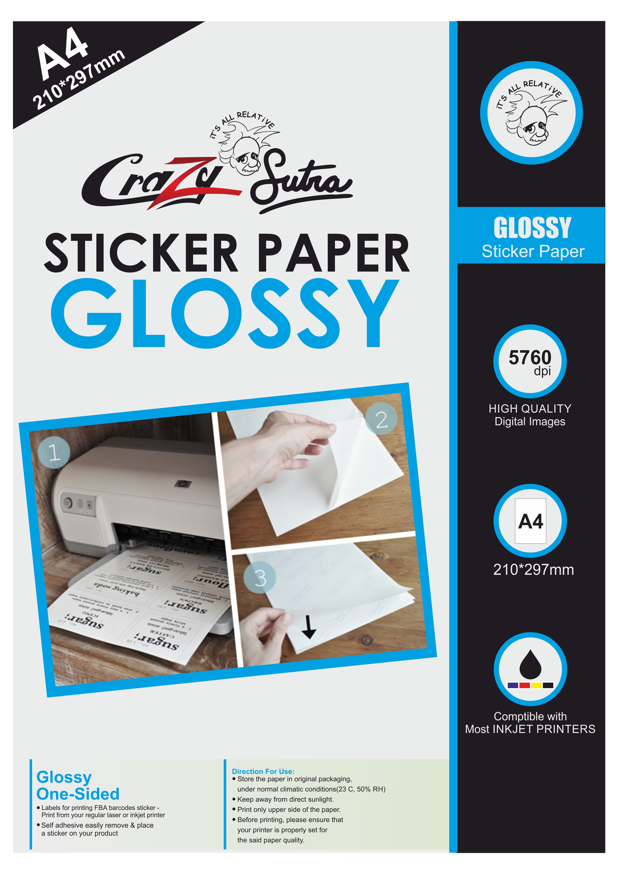 Buy Crazy Sutra 150 Sheets A4 Self-Adhesive Sticker Label A4 Label ...