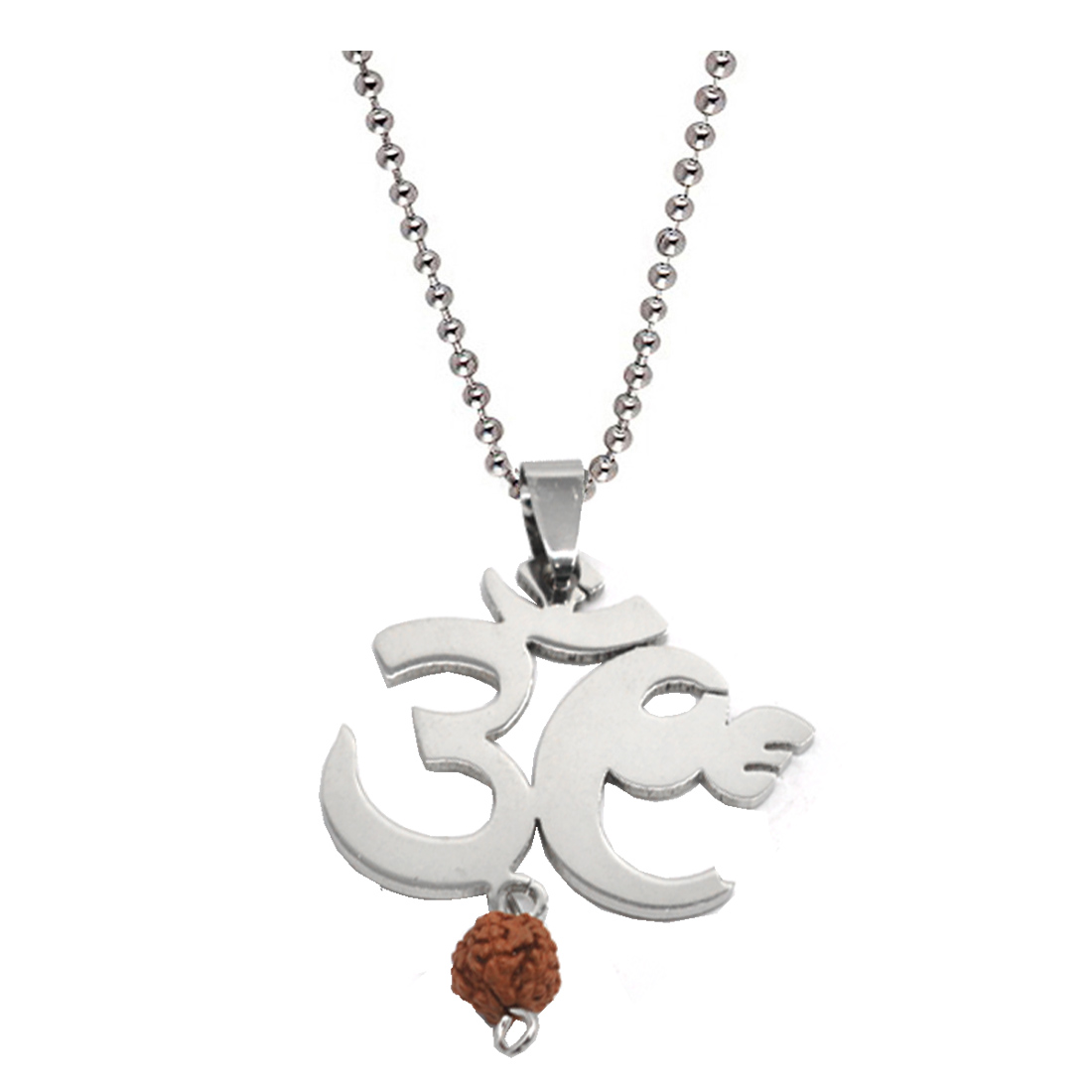 Buy Sullery Om Locket With Rudraksha Bead Silve And Brown Stainless ...