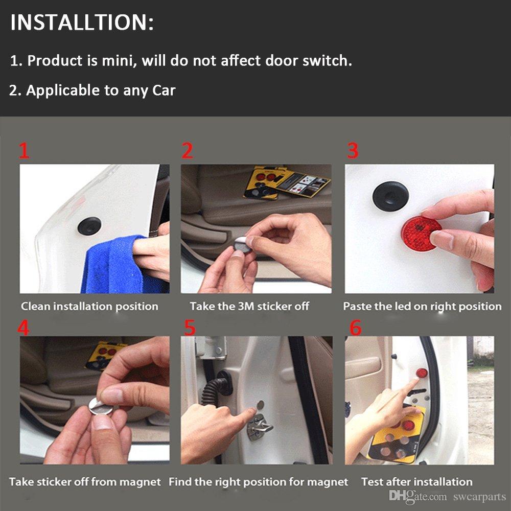 Buy Universal 2 Wireless Car Door Lights With Red Strobe Flashing Led ...