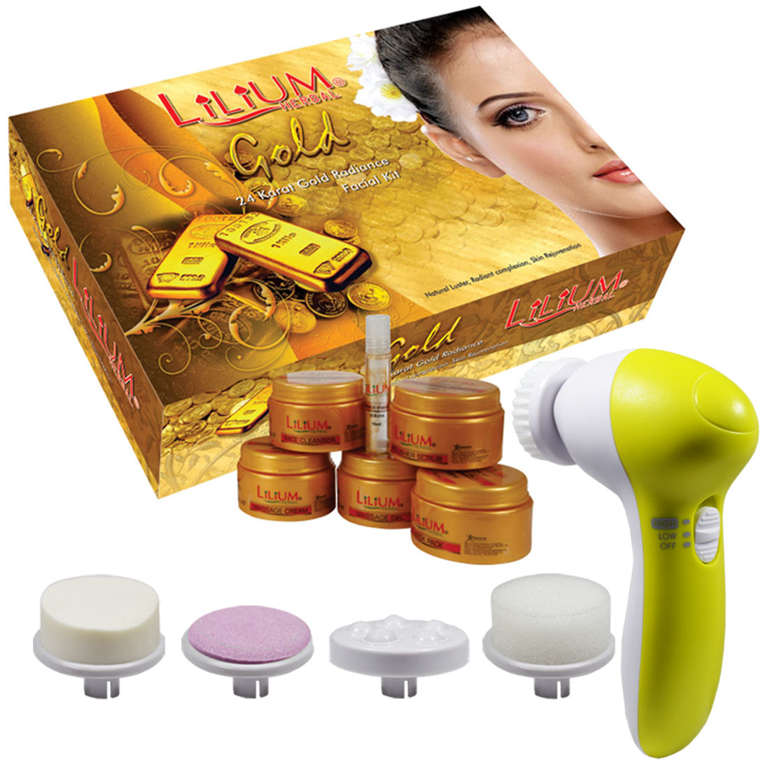 Buy Lilium Herbal 24 Karat Gold Radiance Facial Kit 310gm With Face ...