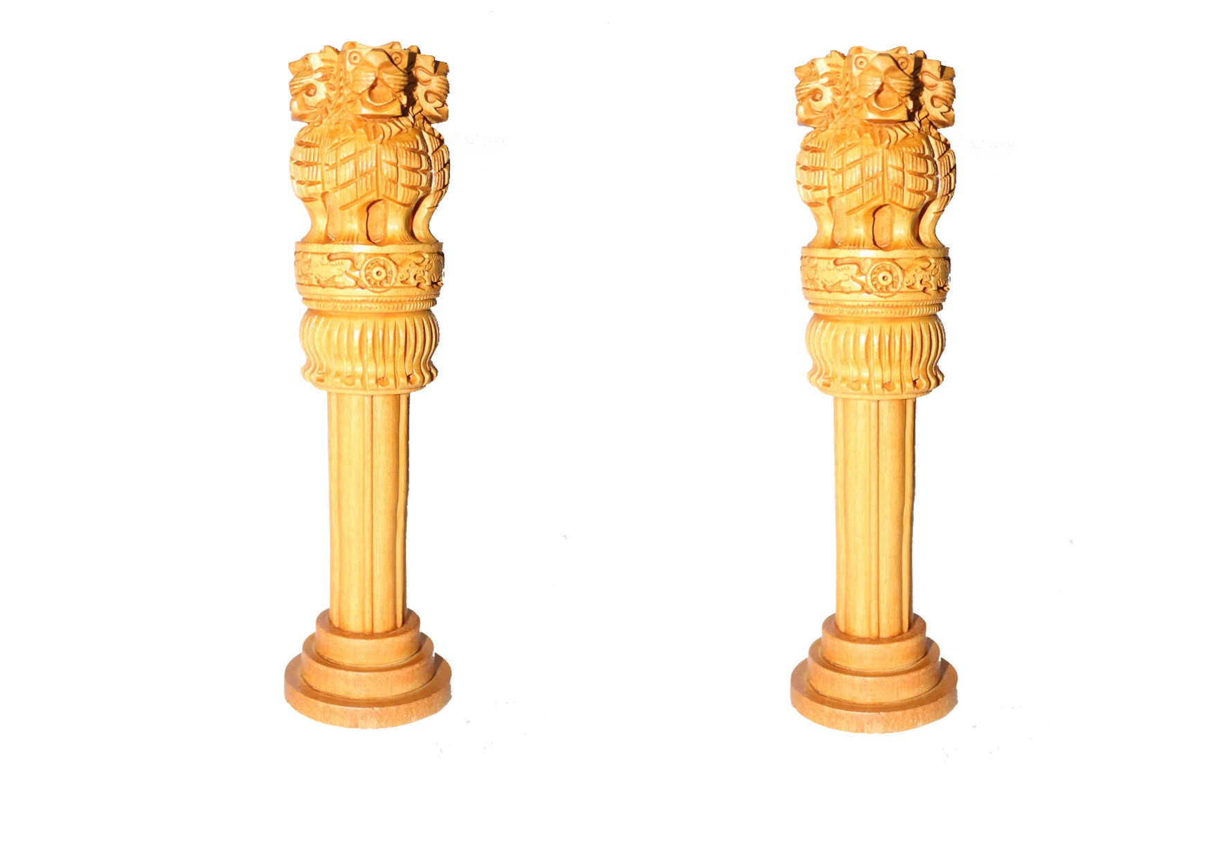 Wooden Ashoka Pillar with Carvings for Home Decor - 6 Inches