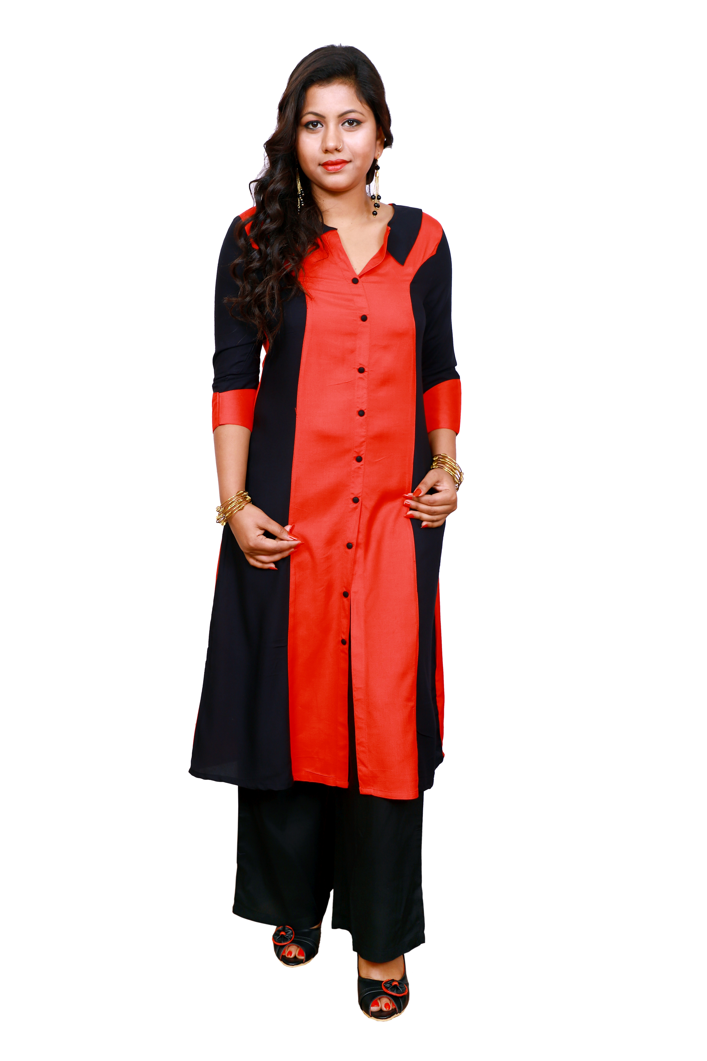 Buy Lili Women's Buttoned Up Split Plain Princess Cut Kurti (S, M, L ...