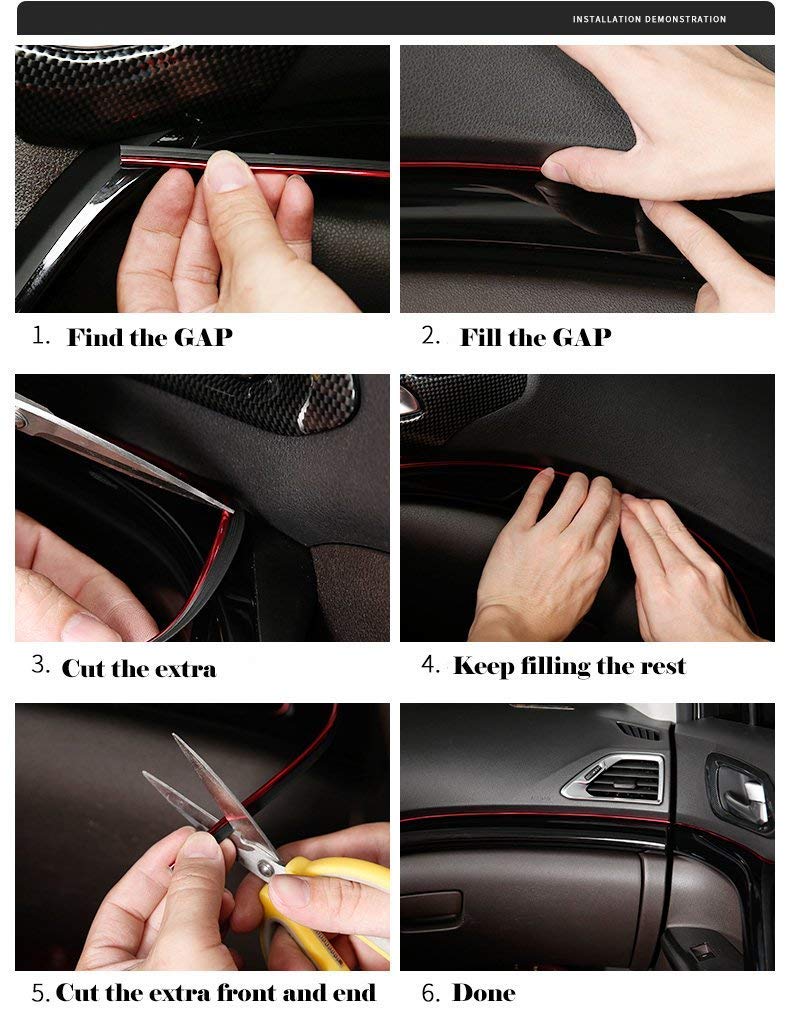 Buy Car Metallic Red Chrome Interior Decoration Beading, Flexible ...