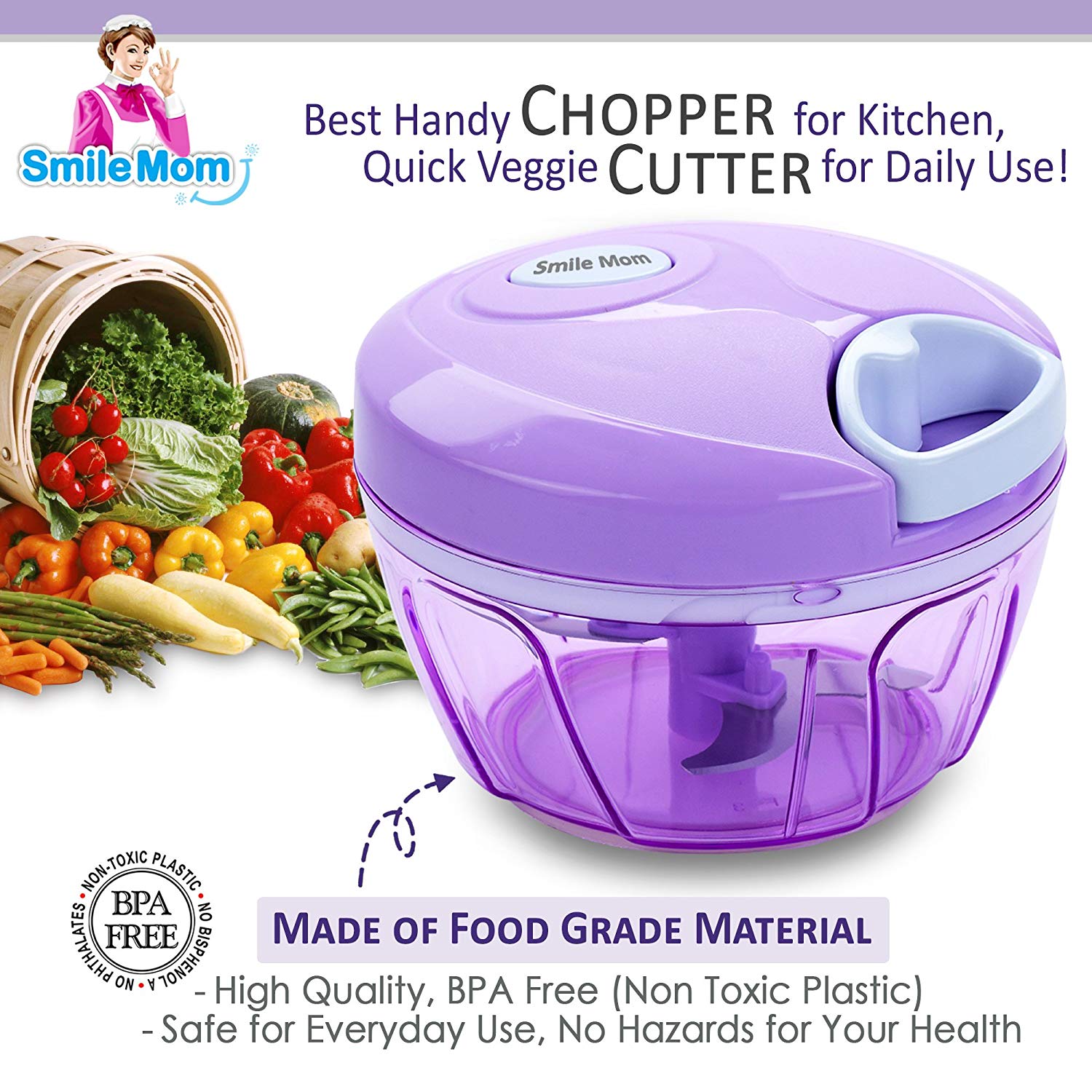 Buy Smile Mom Handy Vegetable Chopper, Cutter for Kitchen, 3 Stainless ...