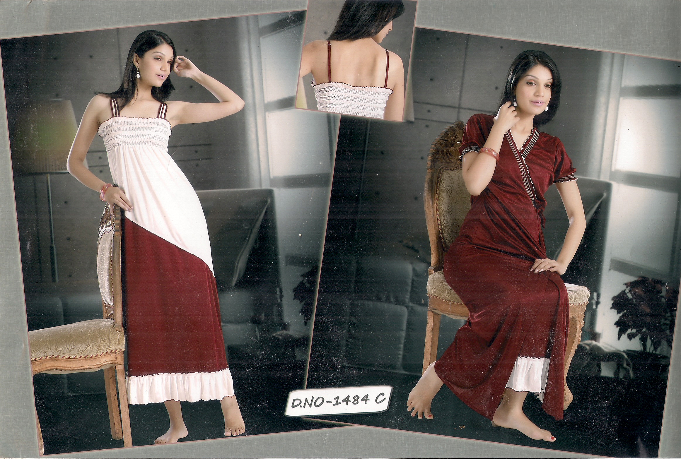 Buy Womens Daily Night Set 2pc Nighty Overcoat Hot Bed Sleep Wear 1484c ...