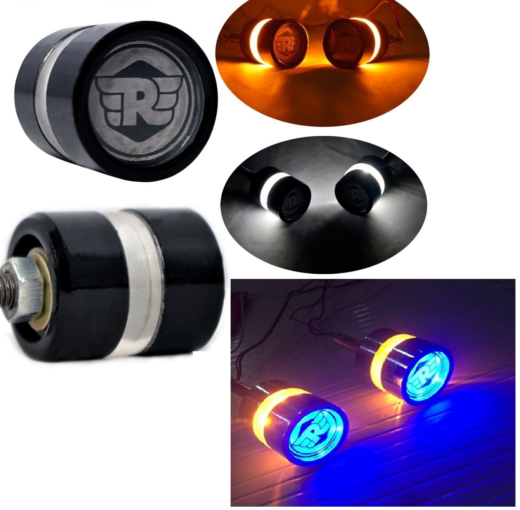 Buy Handle bar End Turn Signal Handle Weight LED Light Indicators for ...