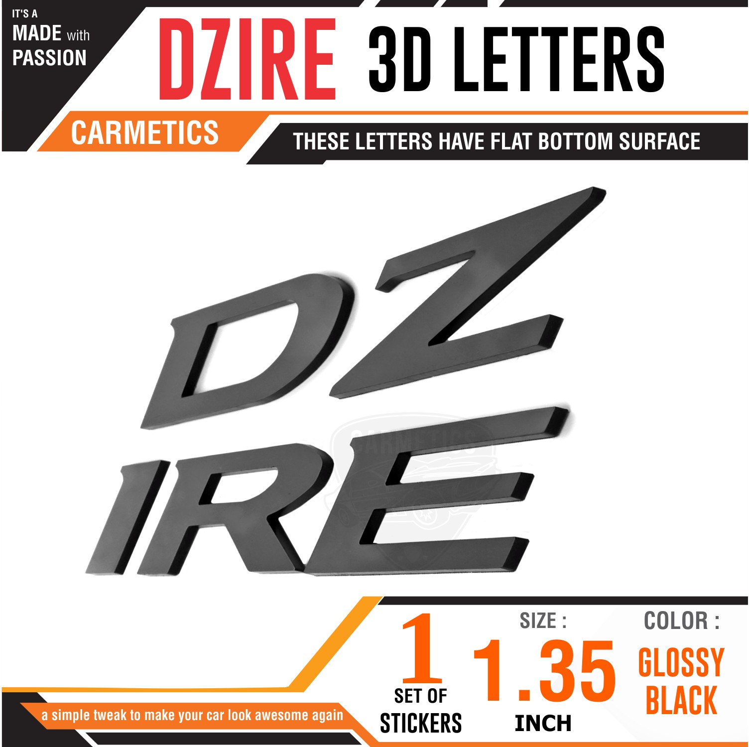 Buy DZIRE sticker 3d sticker 3d emblem logo car car bonnet alphabets ...