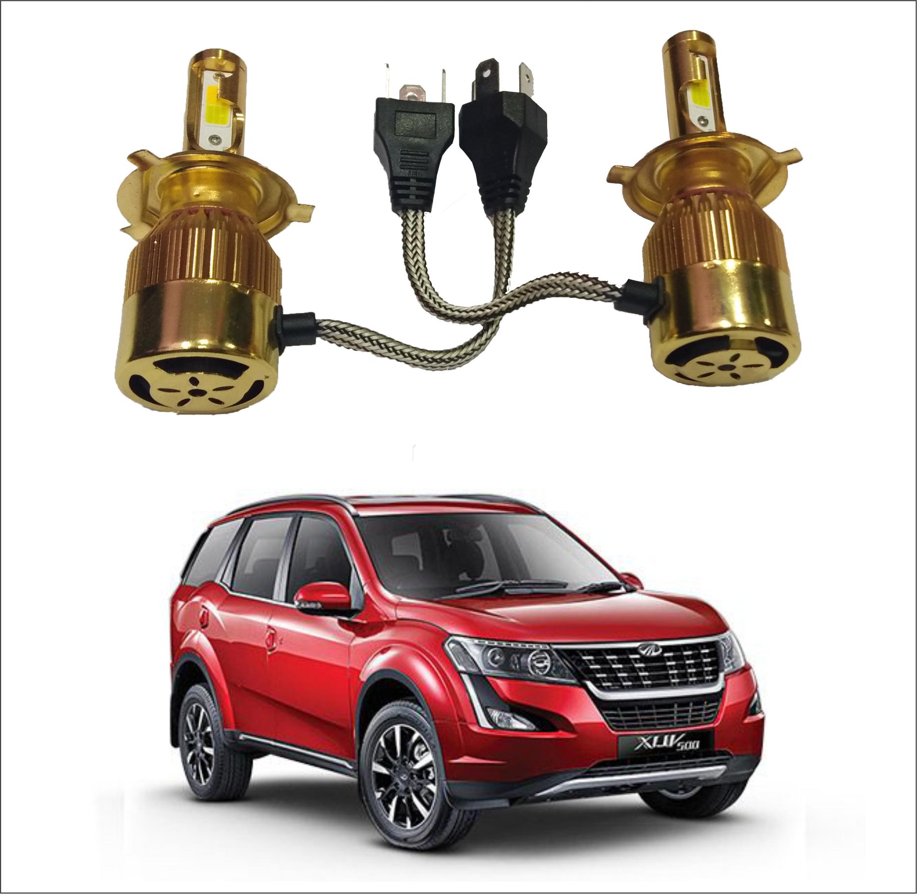Buy Trigcars Mahindra XUV 500 2018 Car Gold Model H4 Car Light 36W 7600LM Double Colour LED HID ...