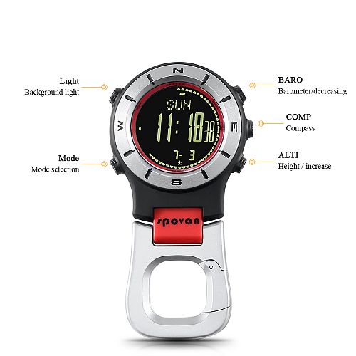Buy SPOVAN Smart Watch Altimeter Barometer Compass LED Clip Watch ...