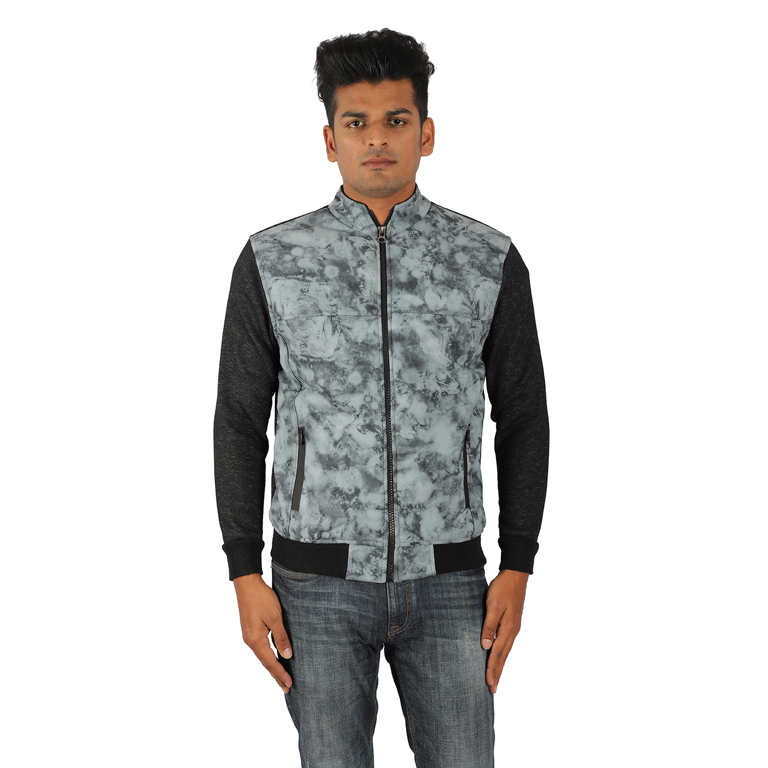 Buy Aashi Men's Black Article Print Leather Jacket Online @ ₹1099 from ...