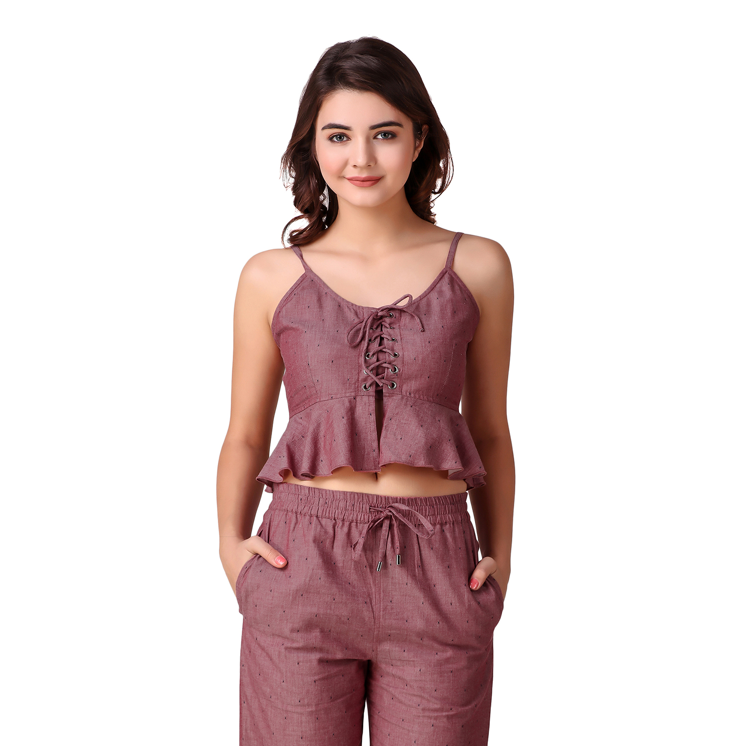 Buy Texco Pink Dotted Noodle Strap Tank Tops For Women Online @ ₹449 ...