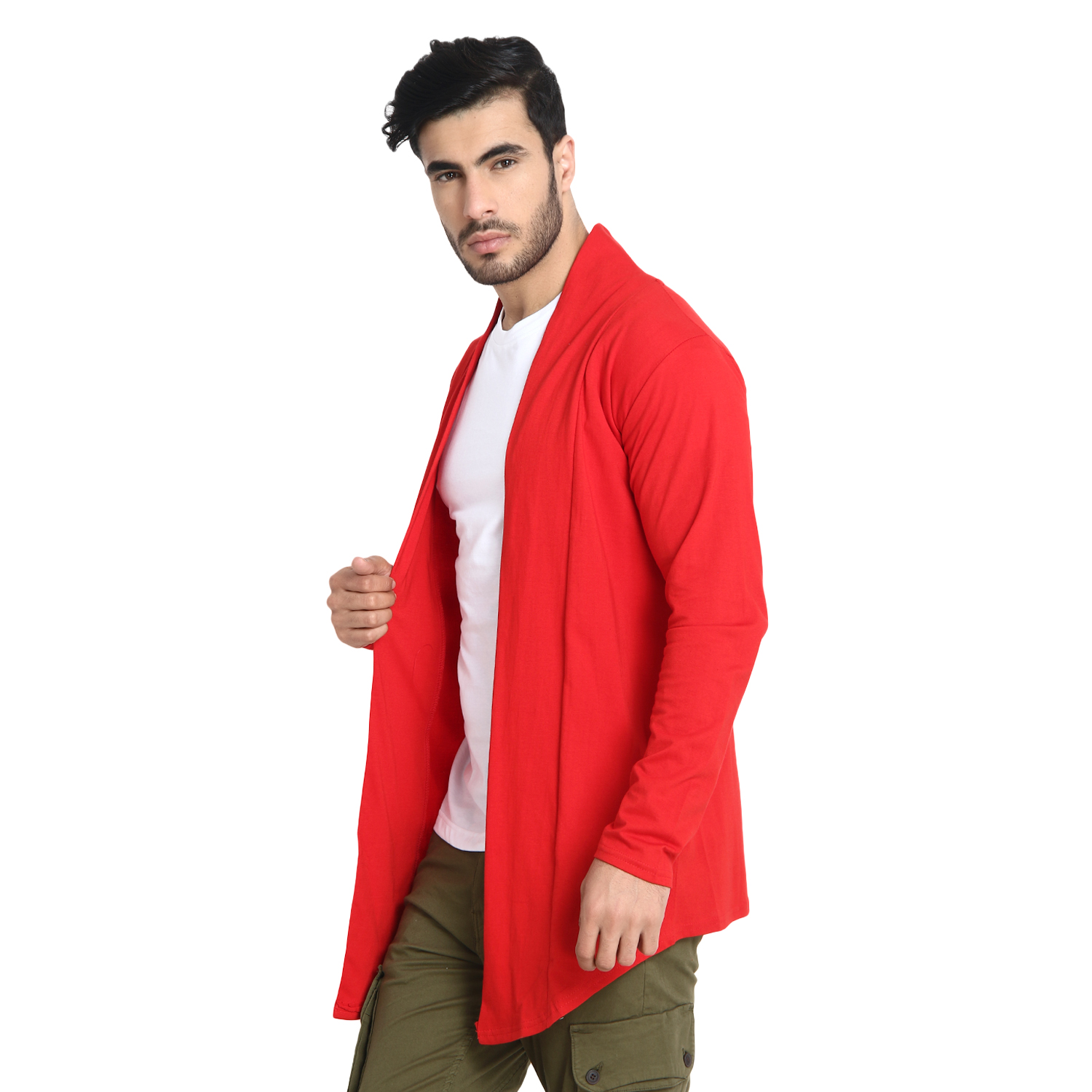 Buy BuyNewTrend Gajri Red Full Sleeve Cotton Plain Men's Shrug Online ...