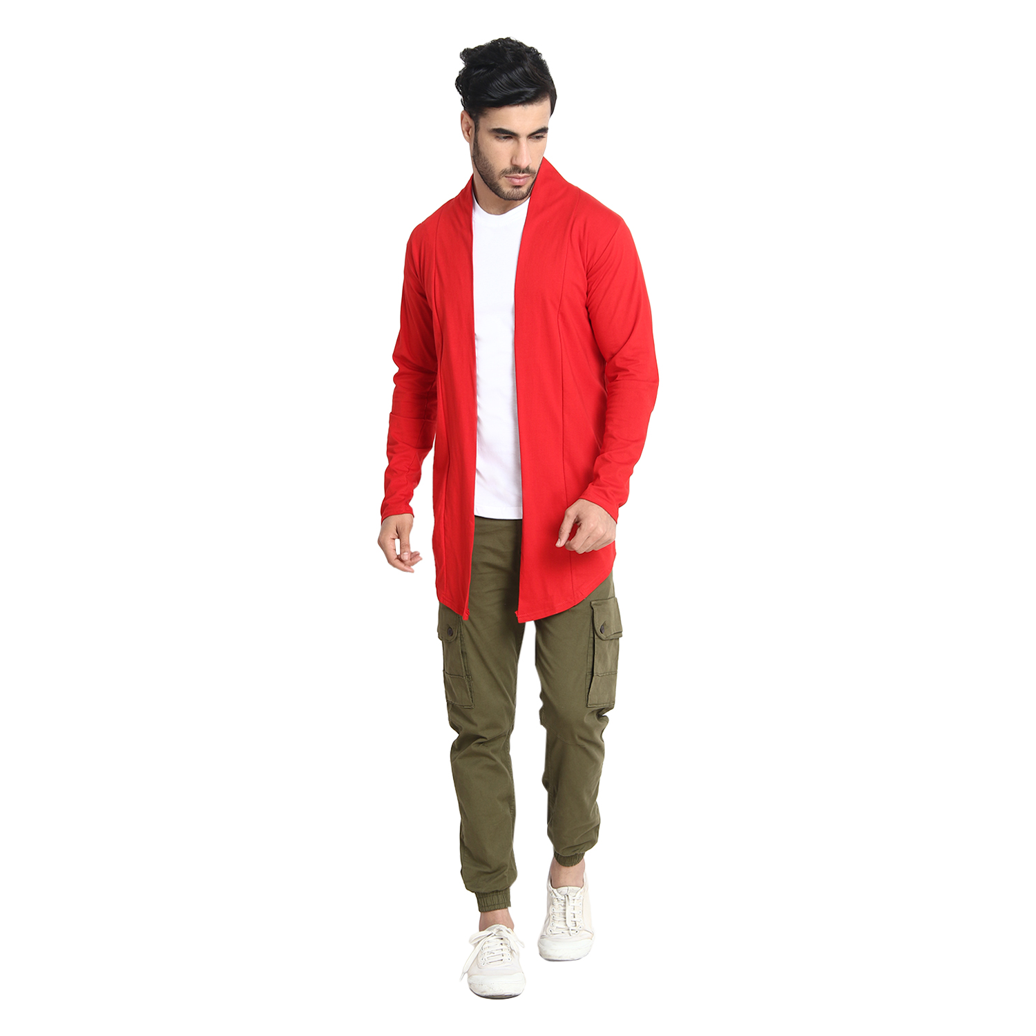Buy BuyNewTrend Gajri Red Full Sleeve Cotton Plain Men's Shrug Online ...