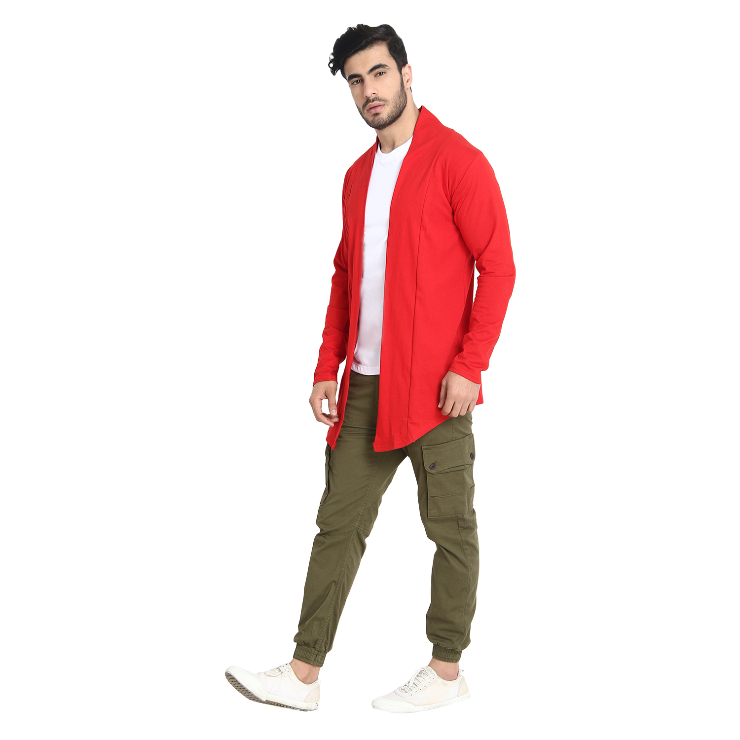 Buy BuyNewTrend Gajri Red Full Sleeve Cotton Plain Men's Shrug Online ...