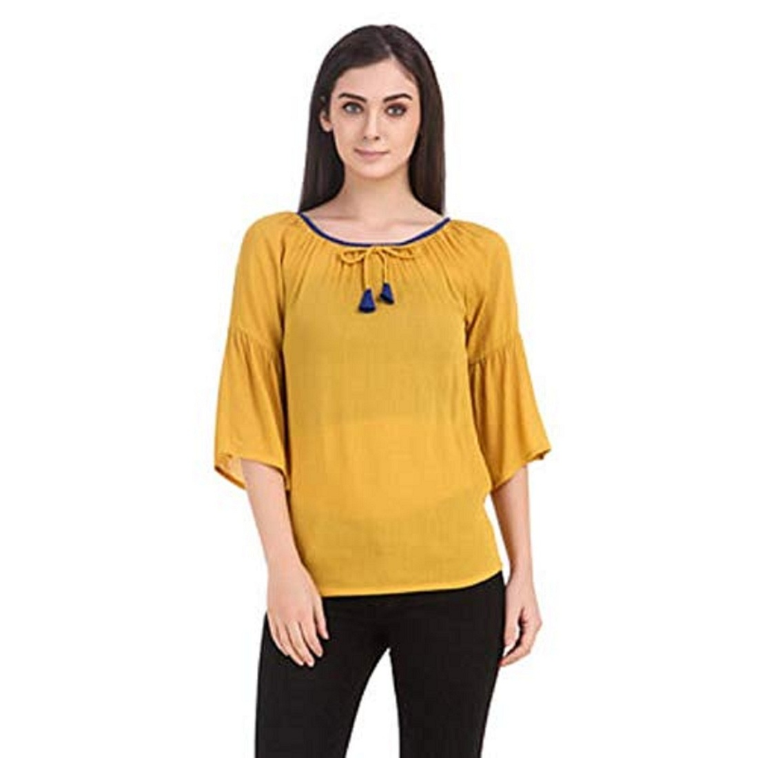 Buy Shreemanya Stylish Rayon Top for Women and Girl Western Wear Yellow ...