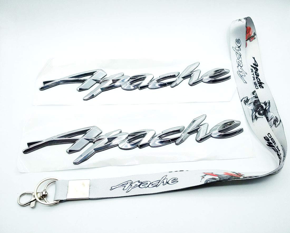 Buy 2 pcs Bike Emblem Badge Decal 3D Tank Logo Silver Apache Sticker ...