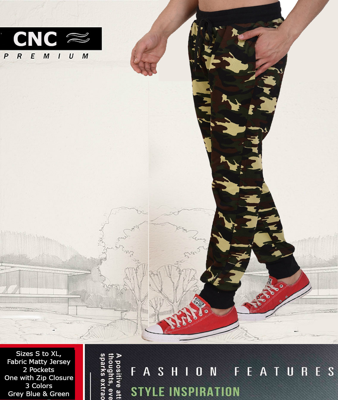 Buy CNC Men Matty Active Camo Print Lower Green Online @ ₹489 from ...