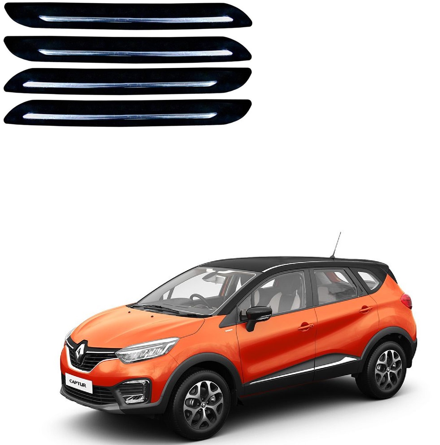 Buy Auto Addict Single Chrome Black Bumper Protector Set of 4 Pcs For ...