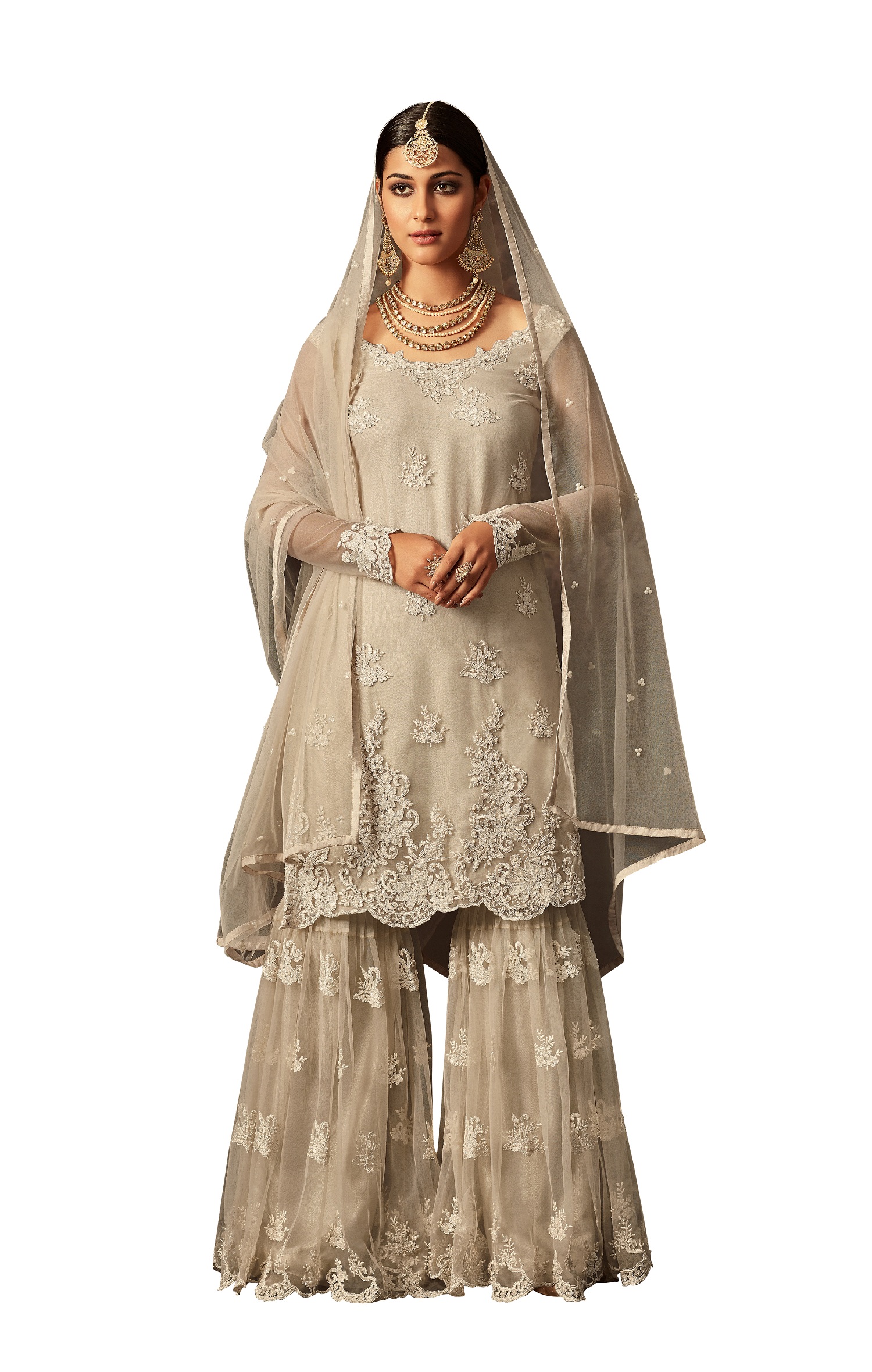 Buy Fashion Basket Beige Embroidered Semi Stitched Salwar Suit FB-F1299 ...