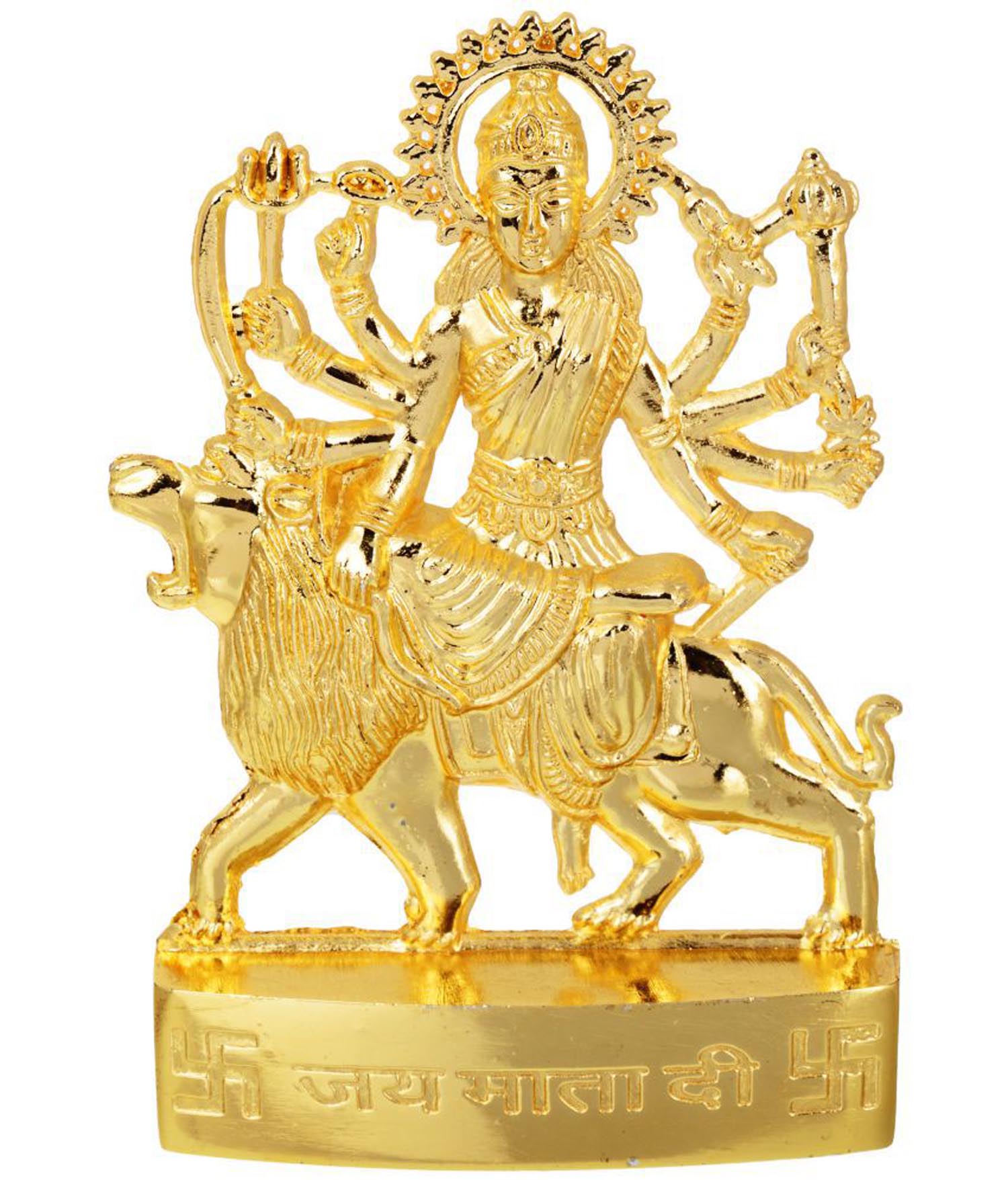 Buy Gifts Decor Zinc Gold Plated Goddess Maa Durga Idol (7 cm x 4.5 cm ...