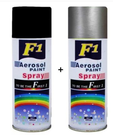 Buy F1 AEROSOL SPRAY PAINT BLACK and SILVER set Online @ ₹299 from ...