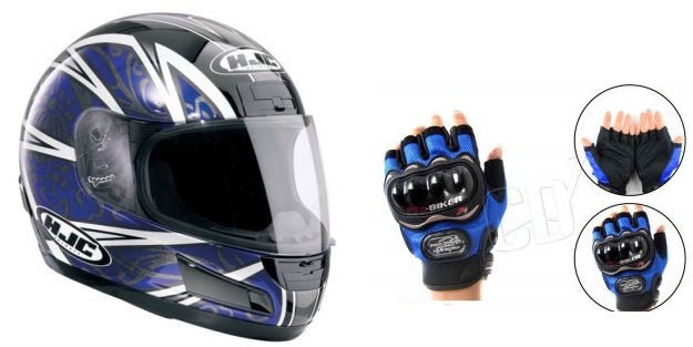 Buy Combo Blue Probiker Stylish ISI Half Face Helmet+Hand Golves Online ...