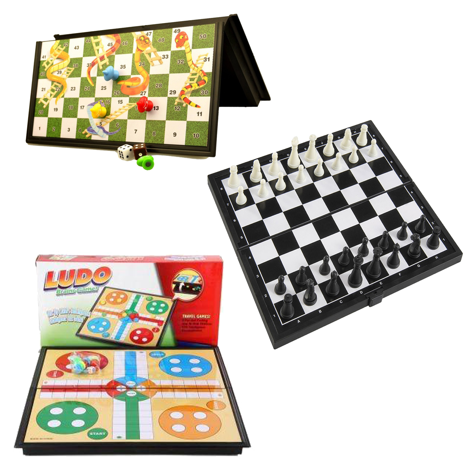 Buy 3 in 1 Magnetic Travel Pocket Games Chess Set , Ludo, Snake Ladders Online @ ₹240 from ShopClues