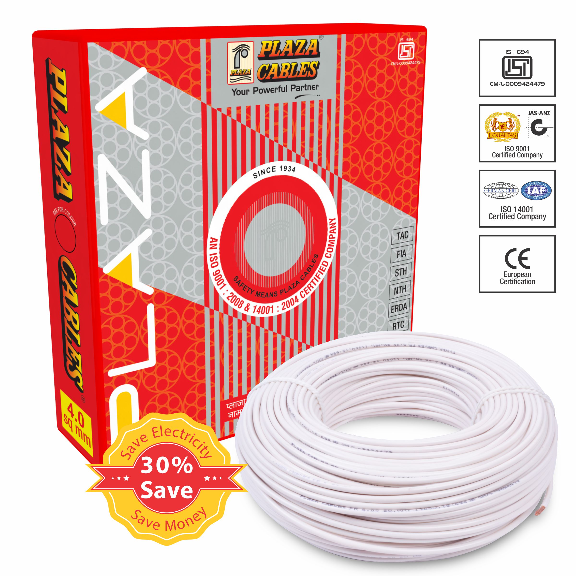 Buy Plaza Cables 2.5 sq mm Copper PVC Insulated Electrical Wire/Cable ...