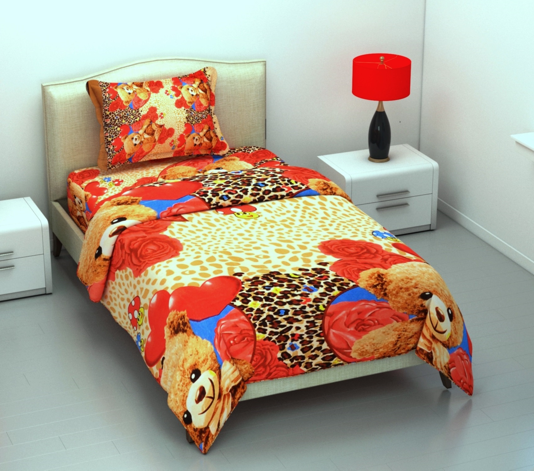 Buy SHAKRIN Glace Cotton Single Bedsheet Cum Topsheet Without Pillow ...