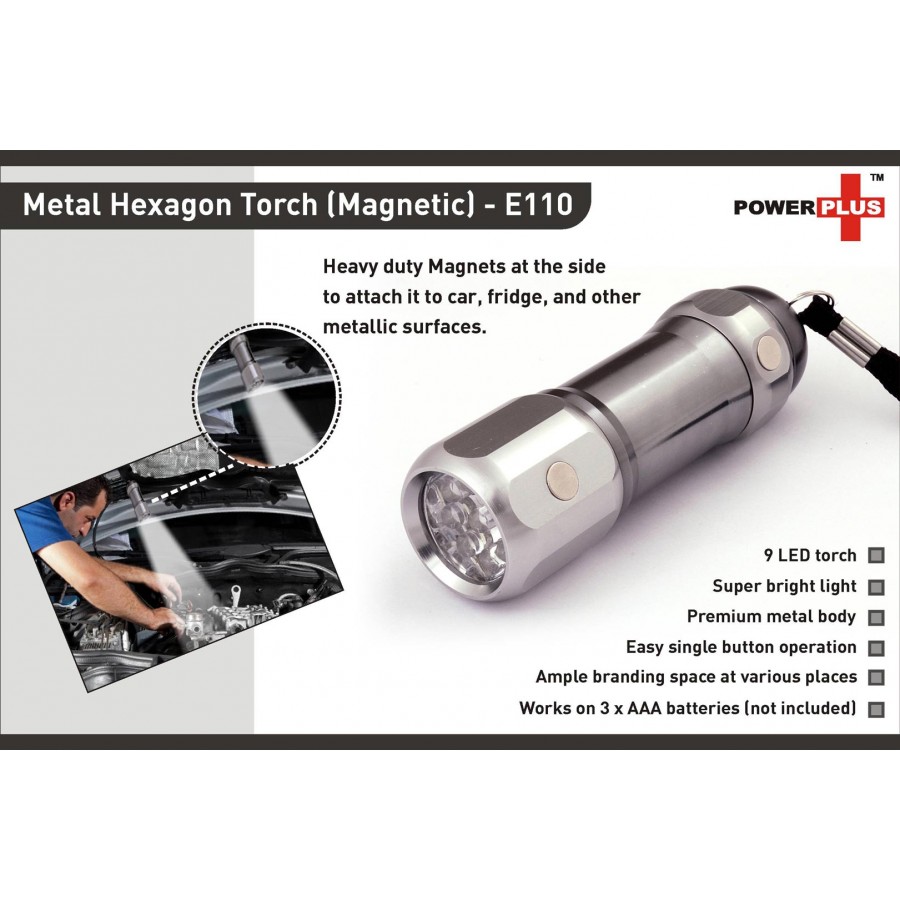 Buy HEXA METAL TORCH (MAGNETIC) (9 LED) Online @ ₹550 from ShopClues
