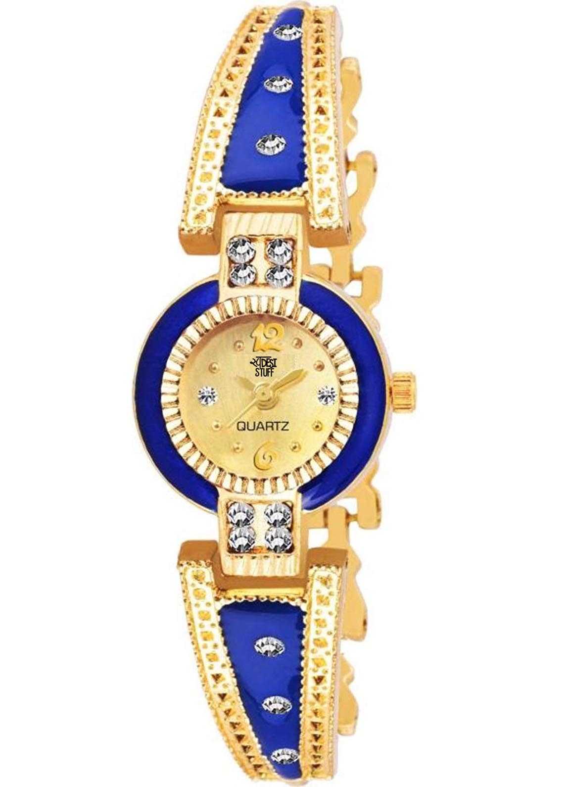 Buy Blue Gold Analog Bangle Watch for Girls and Women Watch -for Girls ...