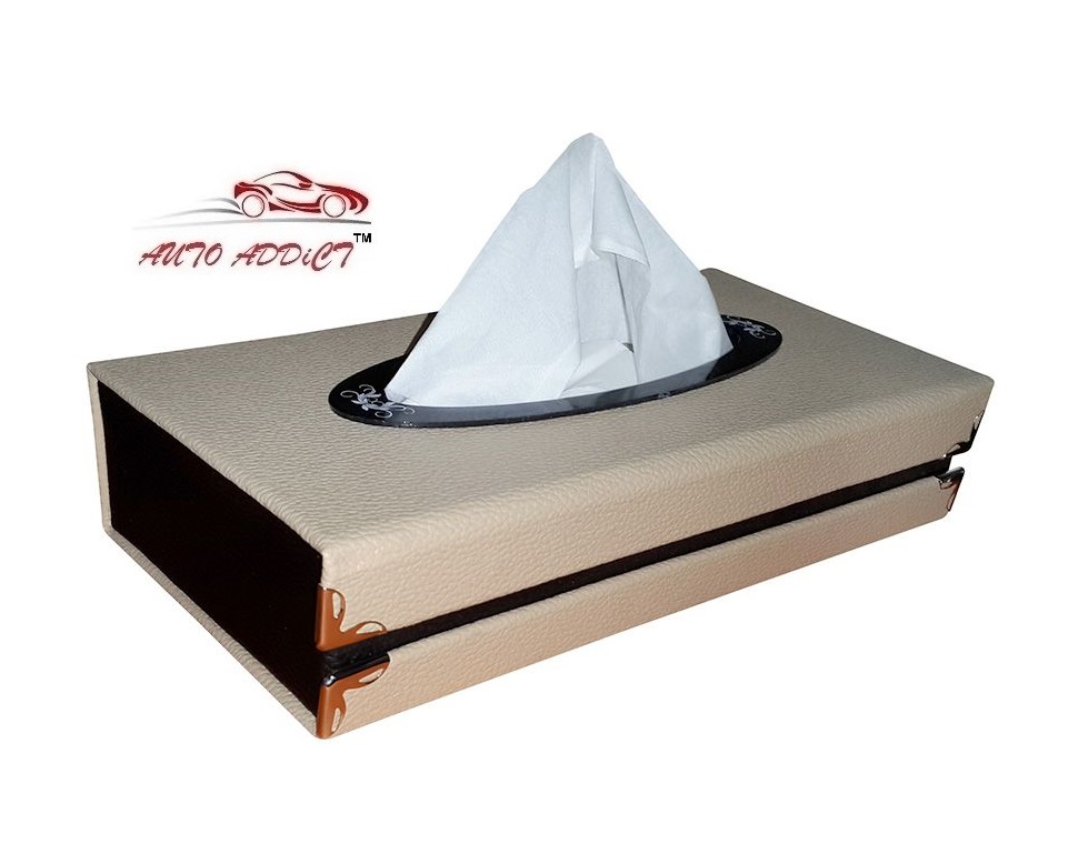 Buy Auto Addict Car Tissue Beige Leatherite Box with 200 Sheets(100 ...