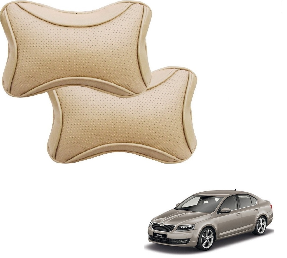 Buy Auto Addict Car Dotted Beige Neck Rest Cushion Pillow Set Of 2 Pcs ...