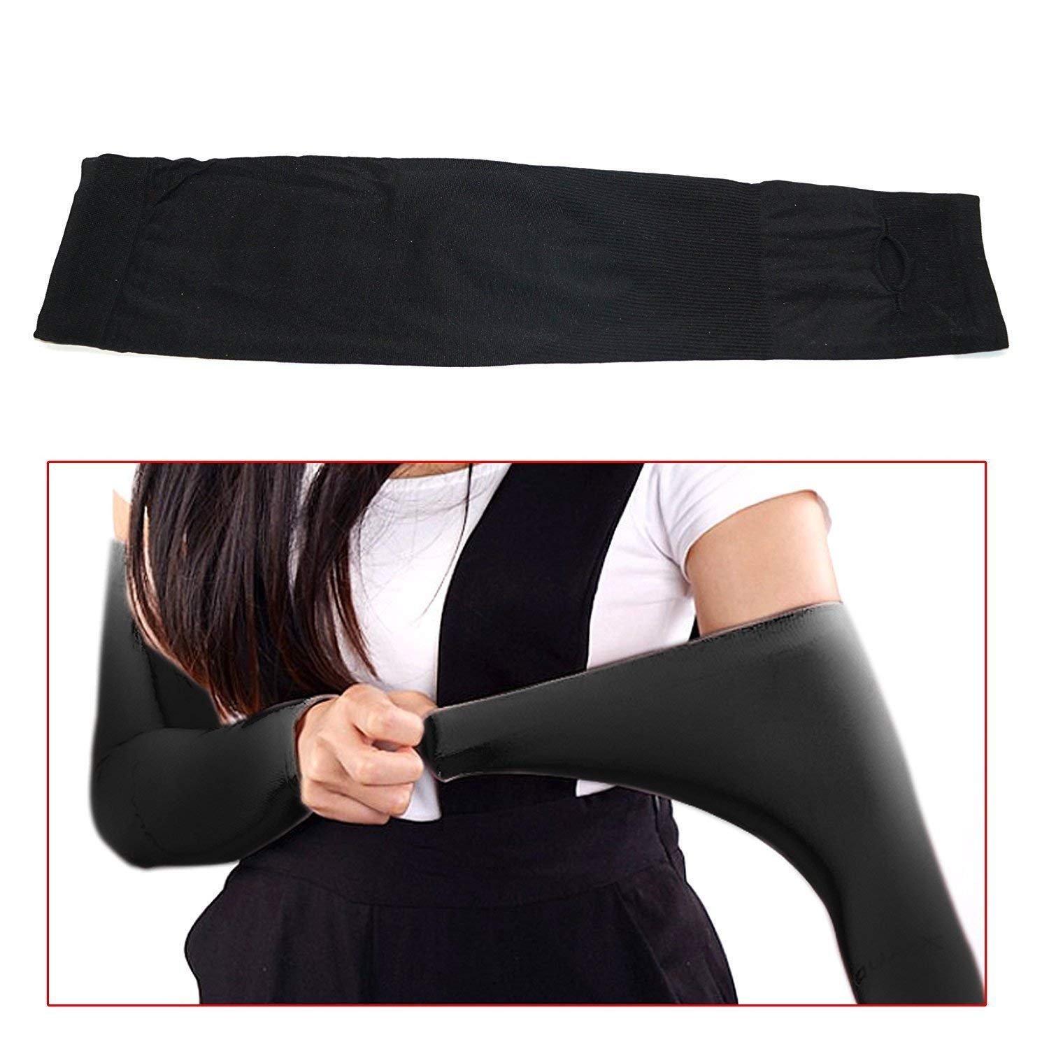 Buy Unisex Nylon Finger-Less Arm Sleeves with Thumb Hole (Black) Online ...