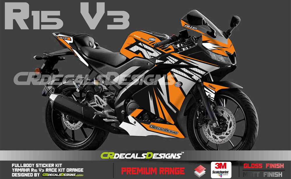Buy CR Decals YAMAHA R15 V3 Full Body Wrap/Custom Decals/Stickers RACE Edition Kit ORANGE Online ...