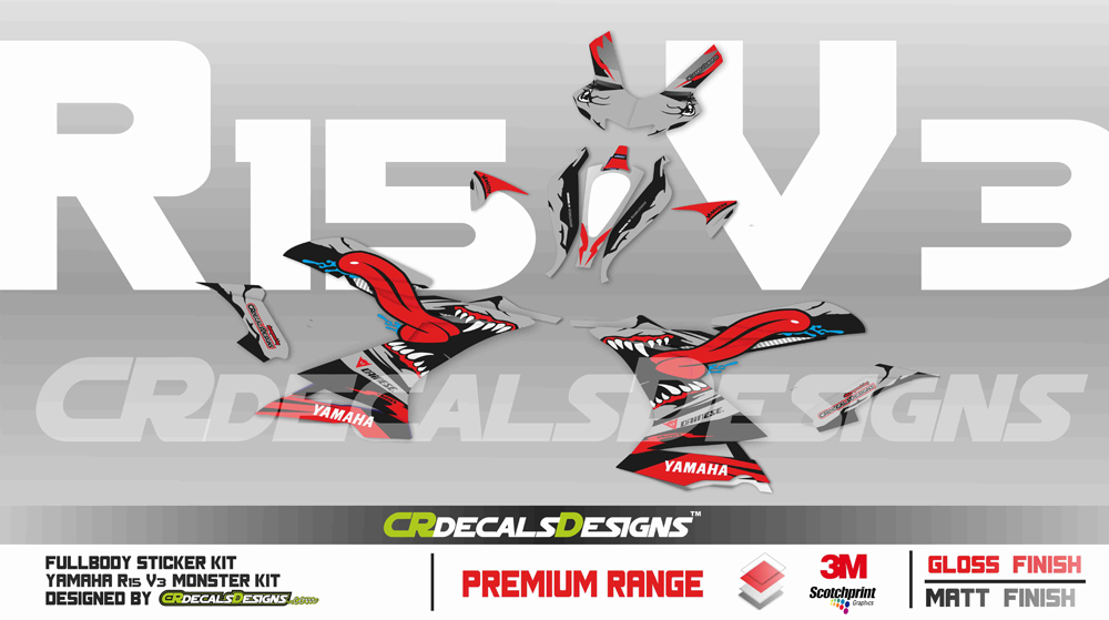 Buy CR Decals YAMAHA R15 V3 Full Body Wrap/Custom Decals/Stickers MONSTAR KIT Online @ ₹3399 ...