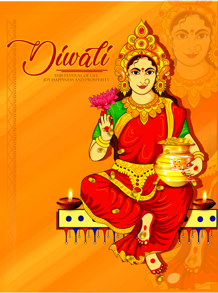 Buy Maha lakshmi Poster Sticker Paper Print By 5 Ace |Sticker Paper ...
