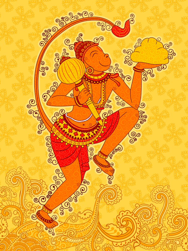 Buy Hanuman 5 Poster Sticker Paper Print By 5 Ace |Sticker Paper Poster ...
