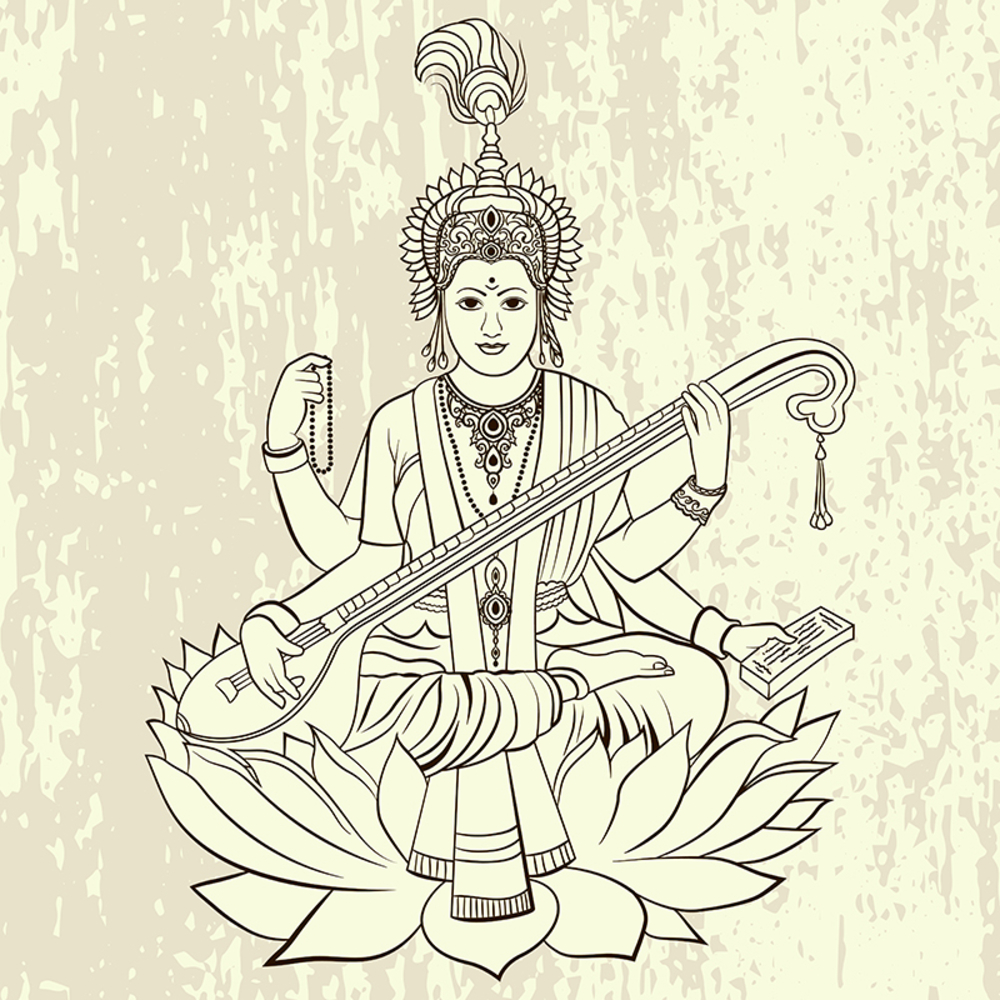 Buy Saraswati Ji Texture |Sticker Paper Poster, 12x18 Inch Online ...