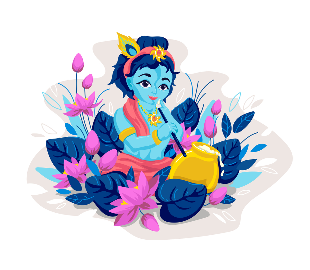 Buy Bal shri krishna 4 Poster Matte finish Sticker Paper Print By 5 Ace ...