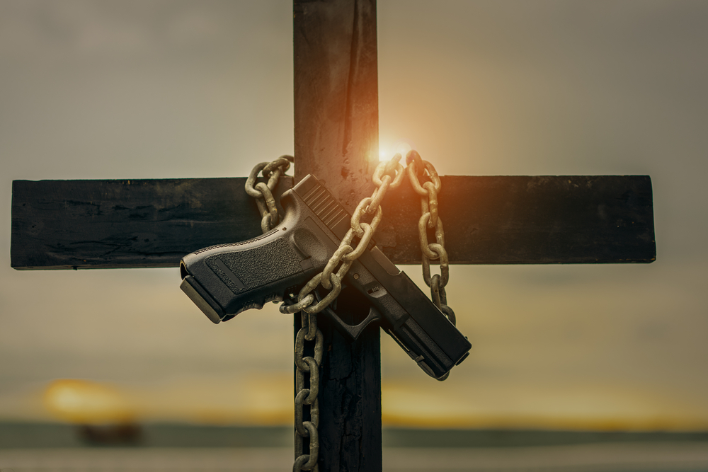 Buy gun on cross |Sticker Paper Poster, 12x18 Inch Online @ ₹299 from ...