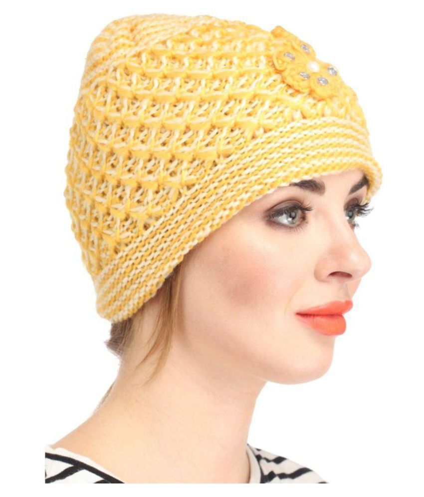 Buy Tahiro Yellow Woolen Cap For Women Online @ ₹249 from ShopClues