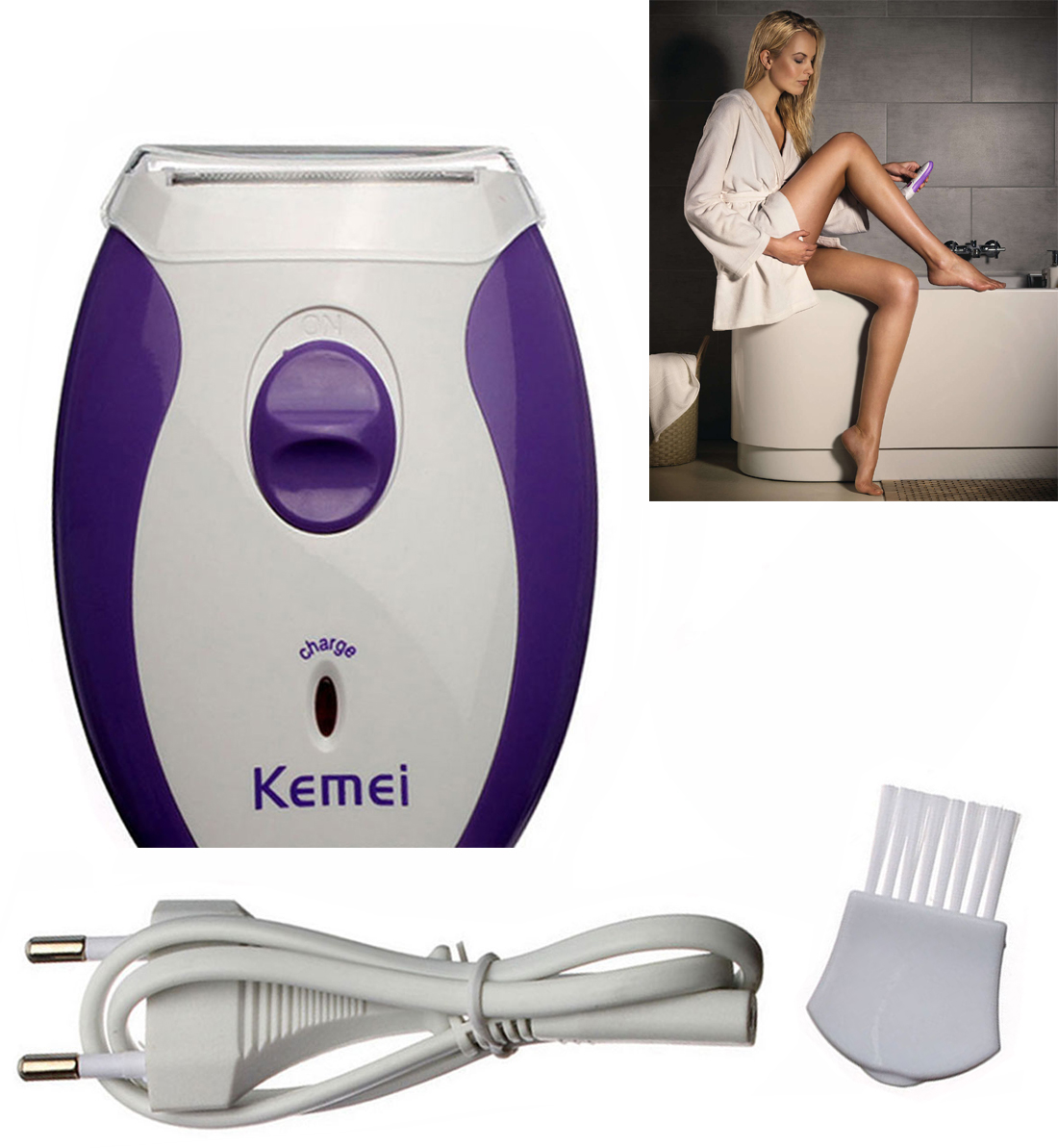 Buy 2in1 Women Lady Rechargeable Mini Waterproof Electric Epilator Shaver Trimmer Razor Hair ...