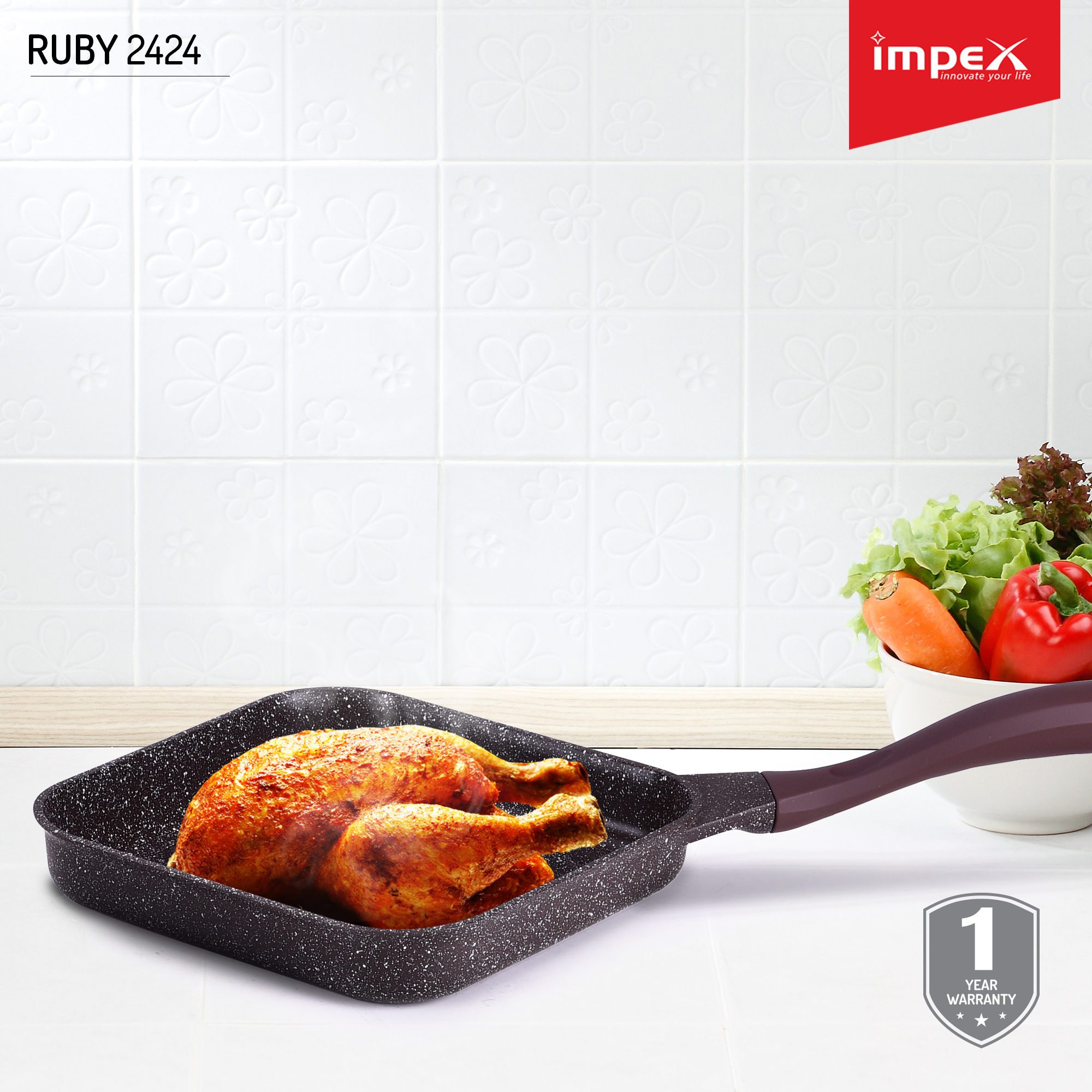 Buy Impex Die-cast Grill Pan 24cm (RUBY 2424) Online @ ₹1859 from ShopClues