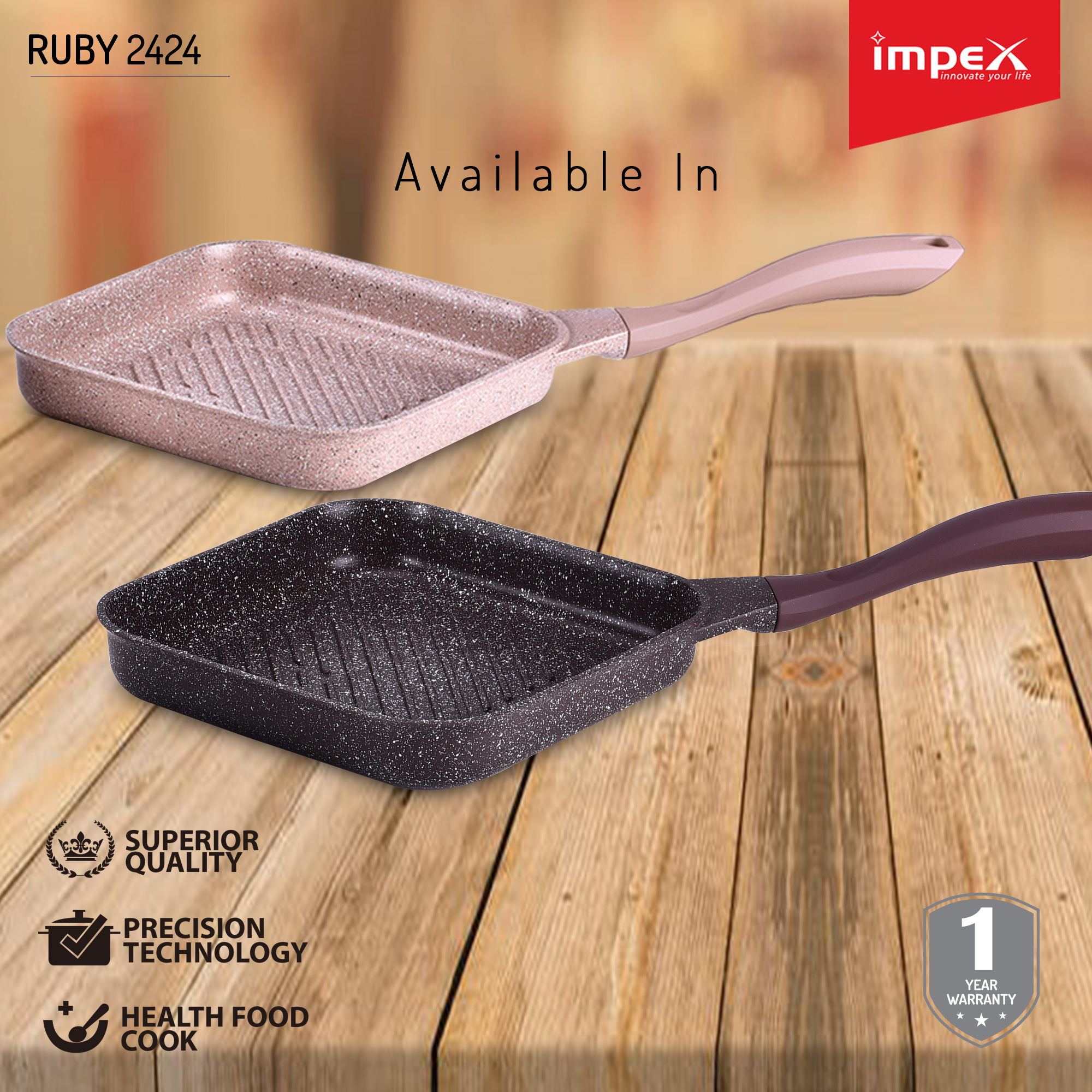 Buy Impex Die-cast Grill Pan 24cm (RUBY 2424) Online @ ₹1859 from ShopClues
