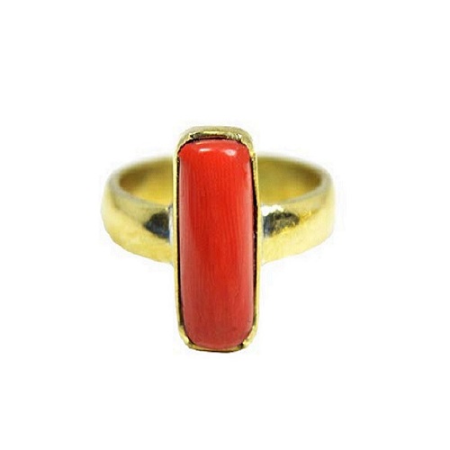 Buy Coral 7.25 Ratti Stone Gold Plated Adjustable Munga Ring By ...