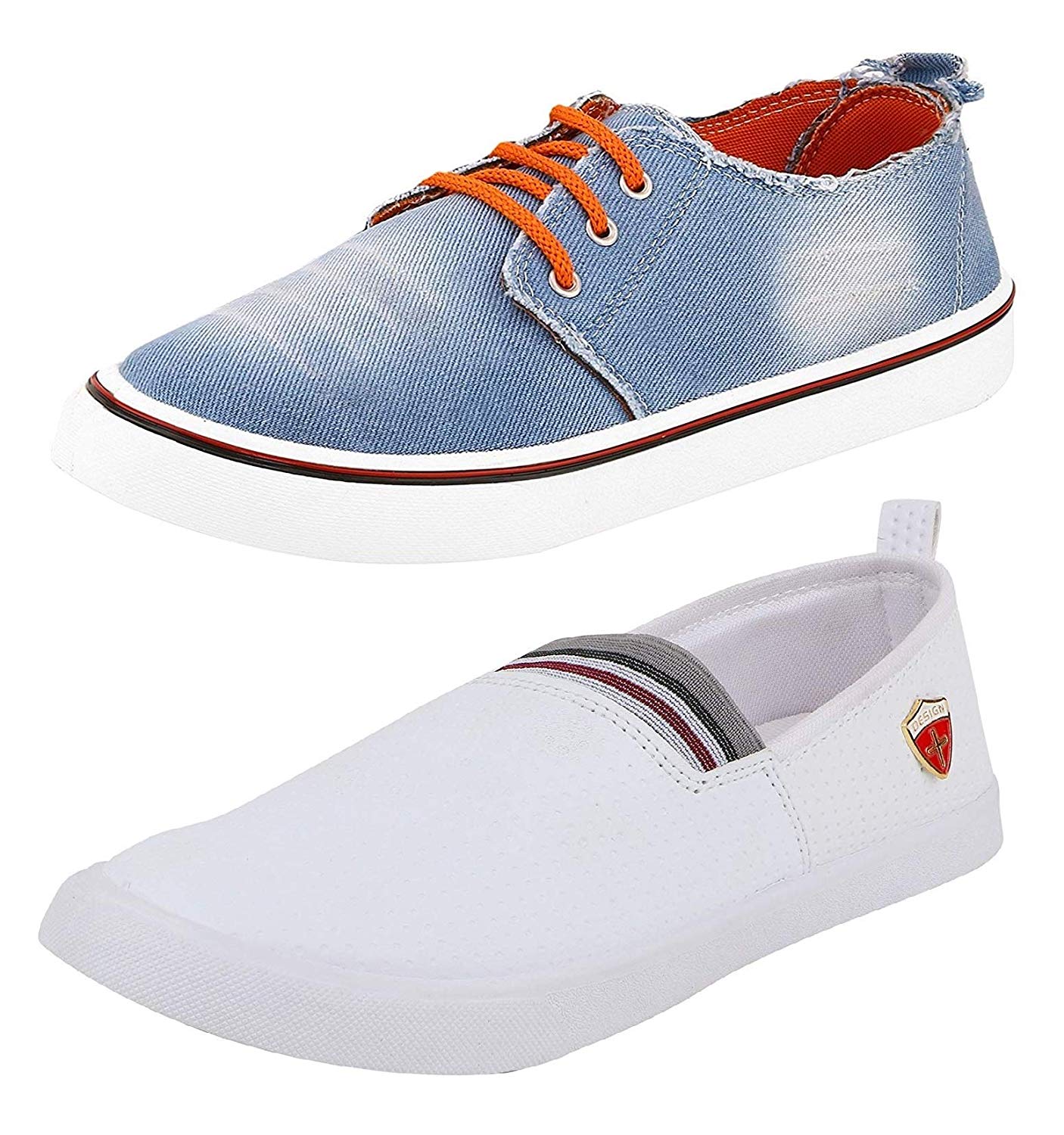 Buy Chevit Men's Combo Pack of 2 Blue white Casual Shoes (Sneakers ...