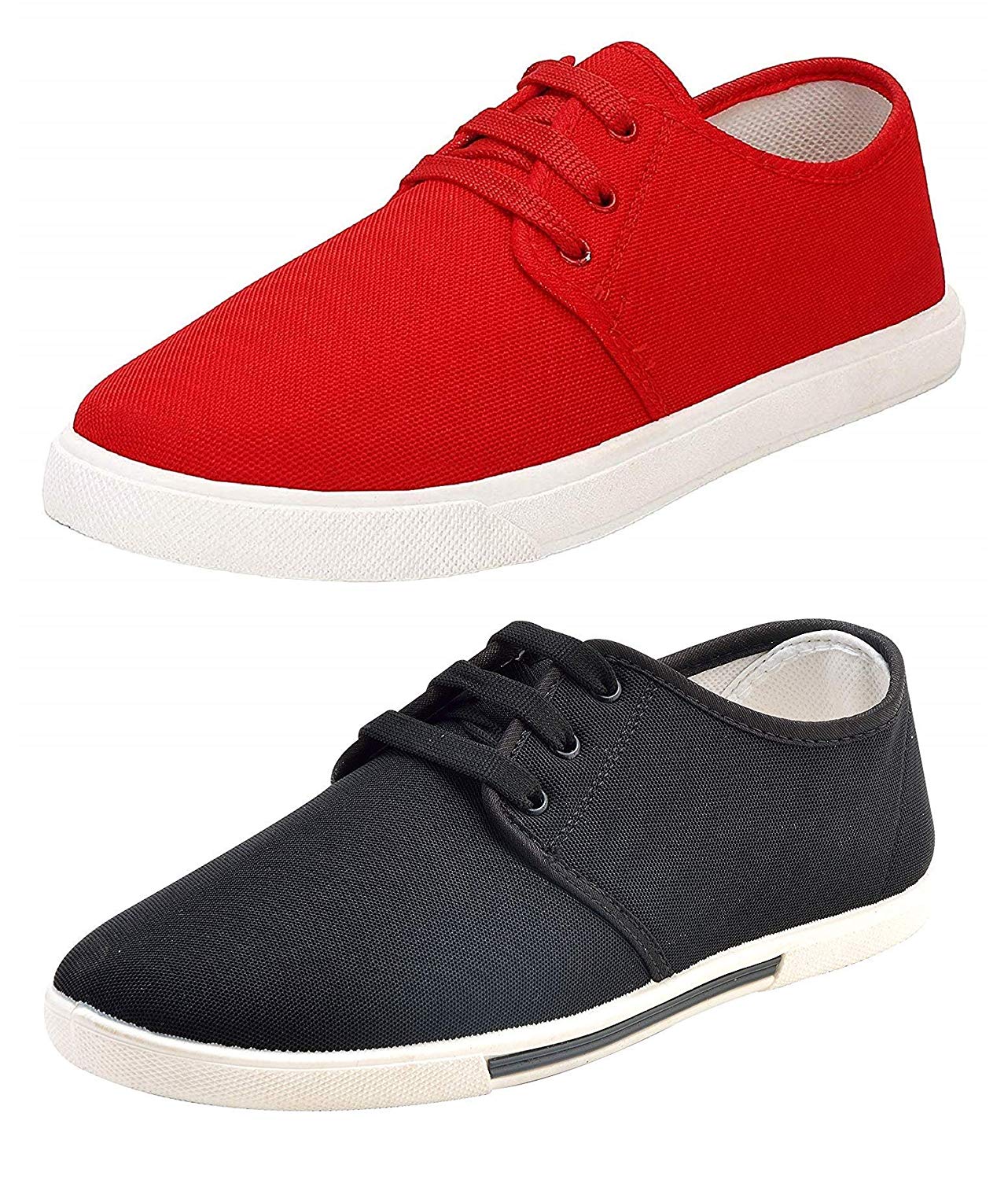 Buy Chevit Men's Combo Pack of 2 Red, Black Casual Shoes (Sneakers ...