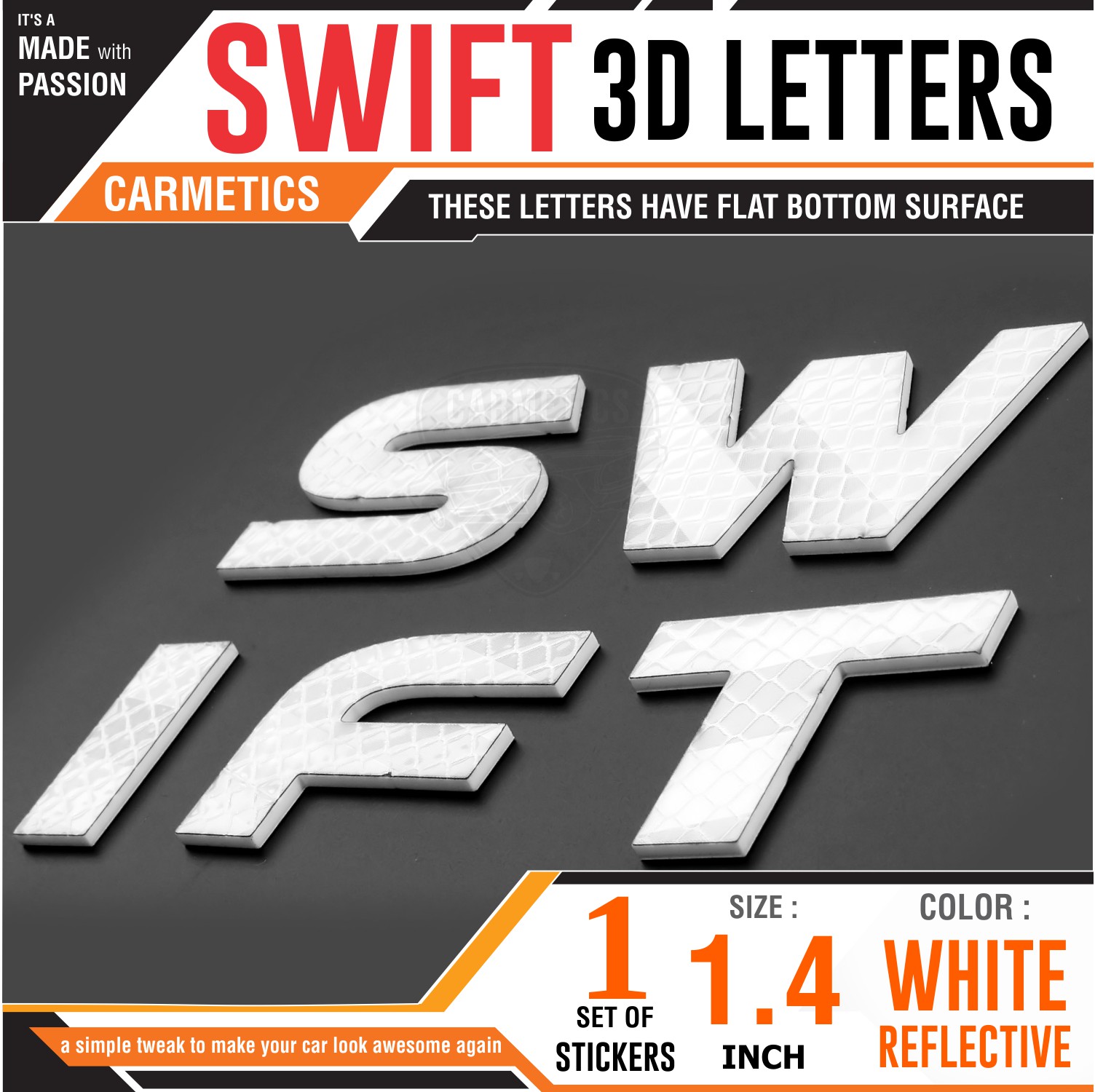 Buy Carmetics Swift 3d Letters Bonnet Bumper 3d Sticker Logo Emblem